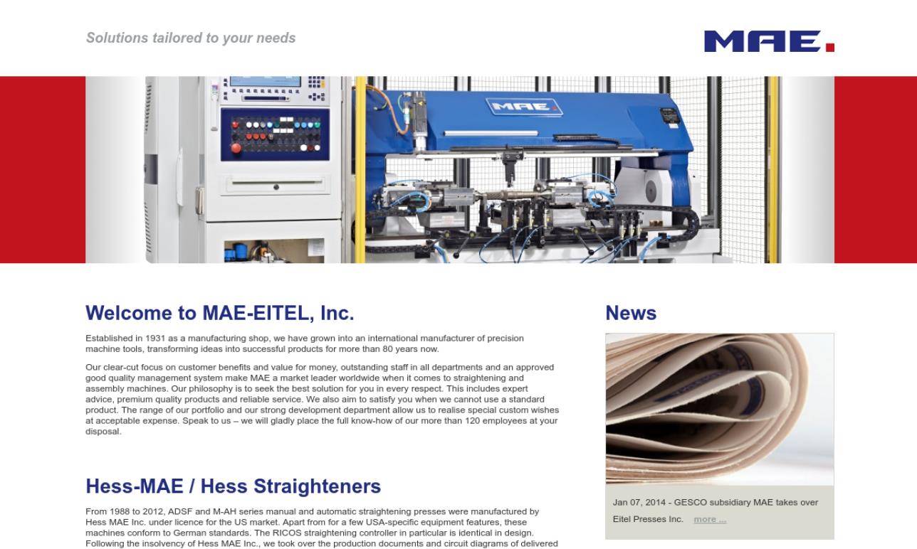MAE-Eitel Inc. | Hydraulic Press Manufacturers
